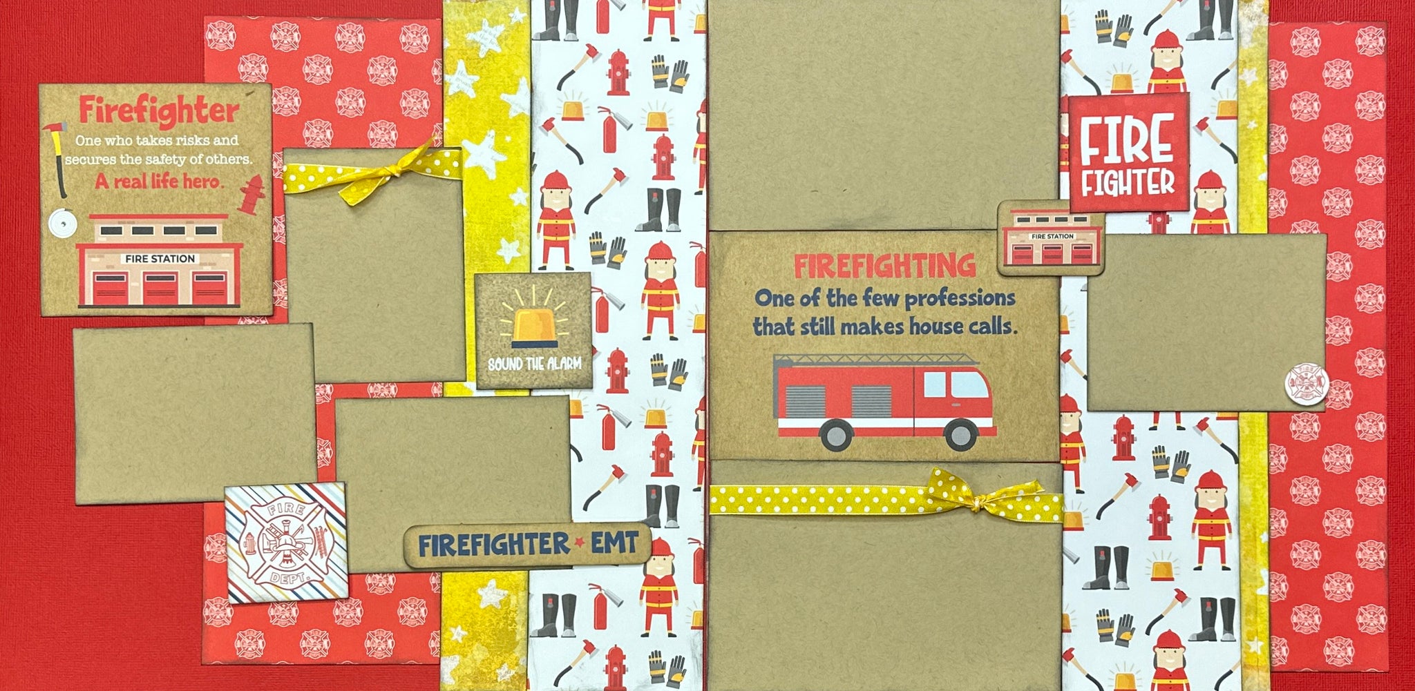 Firefighter Scrapbooking Kit, Firefighter DIY 2 Page Scrapbooking Layo ...