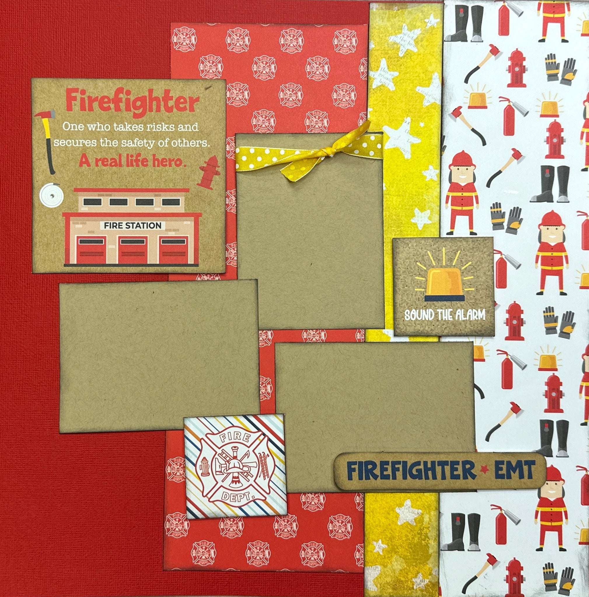 Firefighter Scrapbooking Kit, Firefighter DIY 2 Page Scrapbooking Layo ...