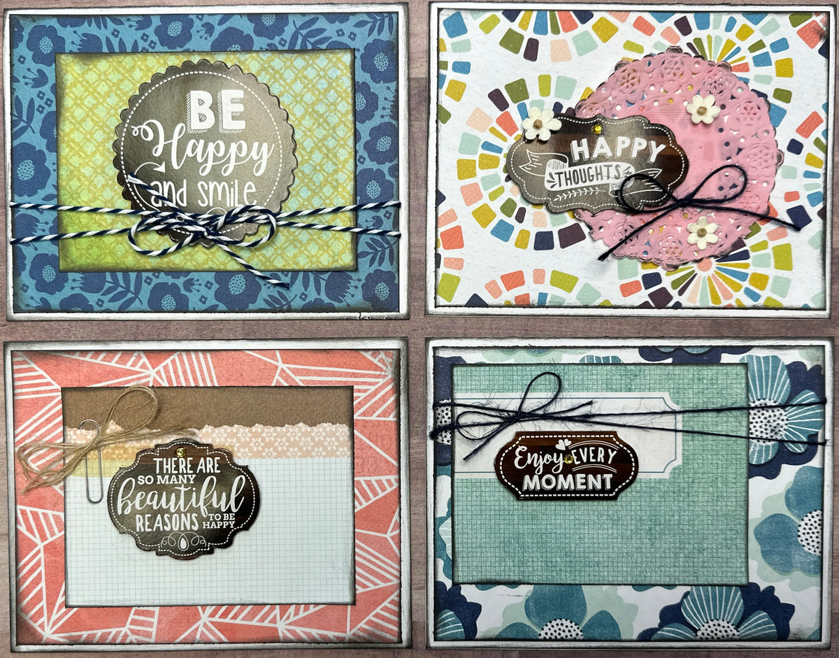 Be Happy And Smile, Card Making Set, 4 pack DIY, Card Craft DIY, Print ...